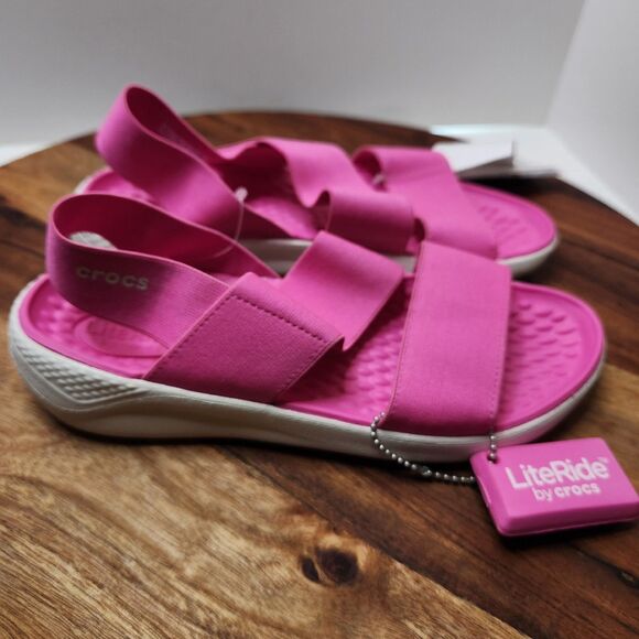 CROCS | Shoes | Crocs Literide Stretch Pink Sandals Womens Size 6 ...
